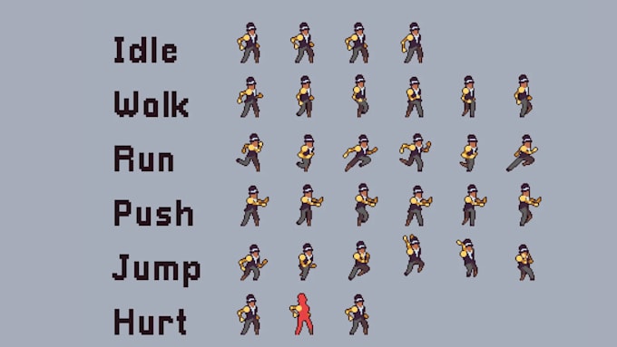 Draw Game Asset 2d Character Sprite Sheet For Pixel Game Art By Roselynlina Fiverr