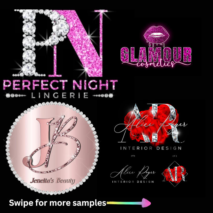 Design a glam bling logo in 12 hours by Yaasminbranding | Fiverr