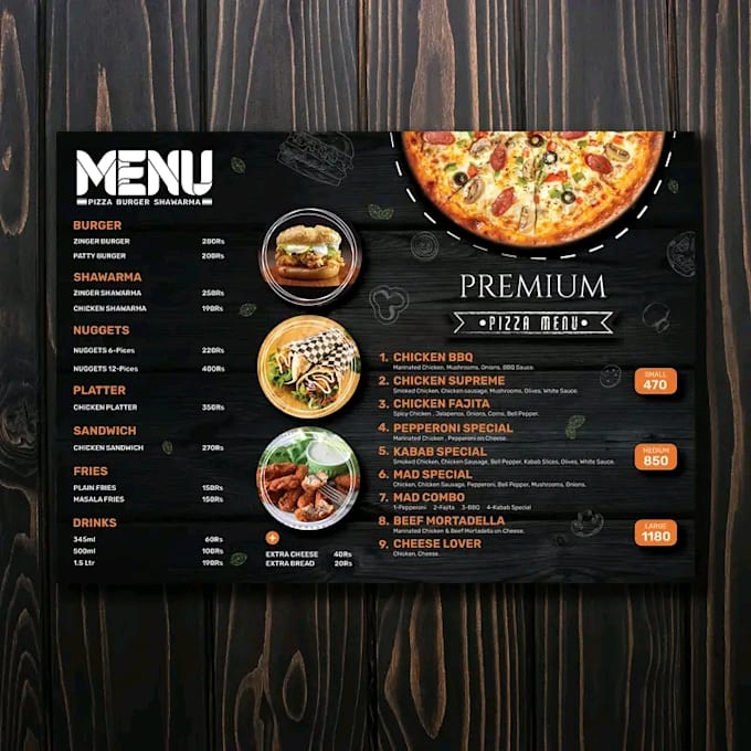 Design stunning menu design, chalkboard menu, food menu and digital ...