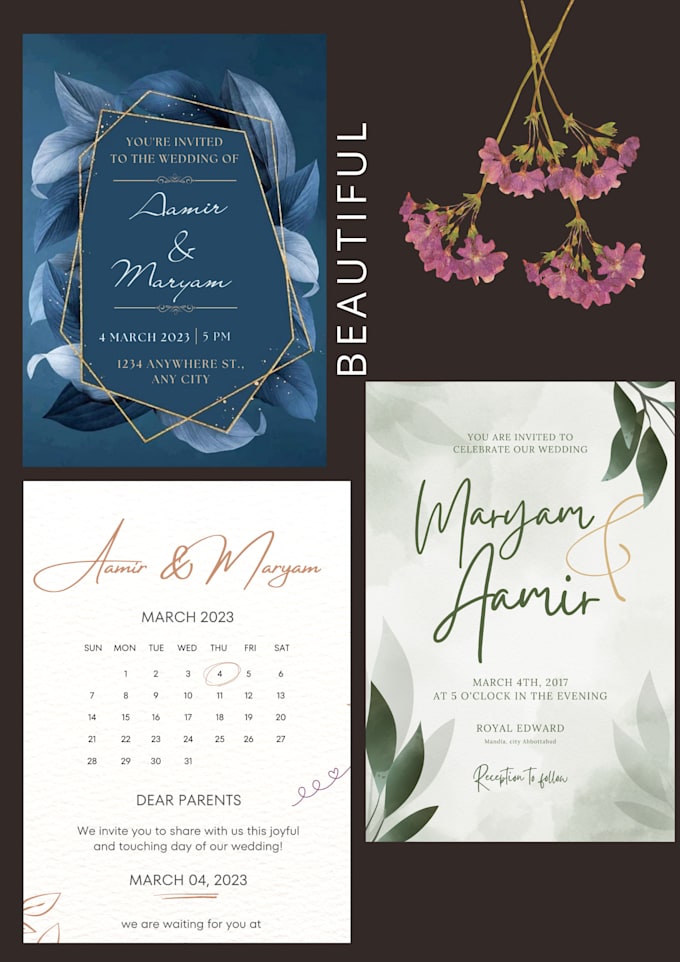 Design wedding invitation cards for your special day, birthday party or ...