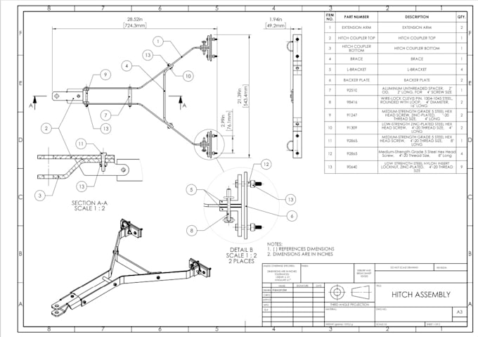 Do 3d model, technical and assembly drawings in solidworks by ...