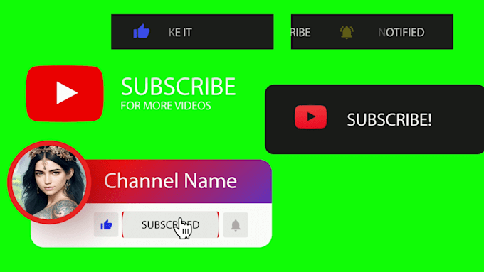 Create animated youtube subscribe button and lower thirds by Kajanan_dev | Fiverr