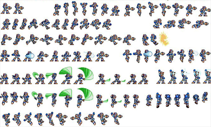 Do sprite sheet for game asset, 2d character design for pixel art ...
