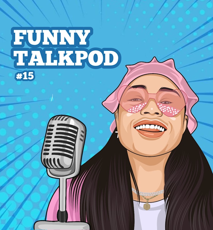 Draw amazing cover podcast with cartoon portrait by Itsmycaricature ...