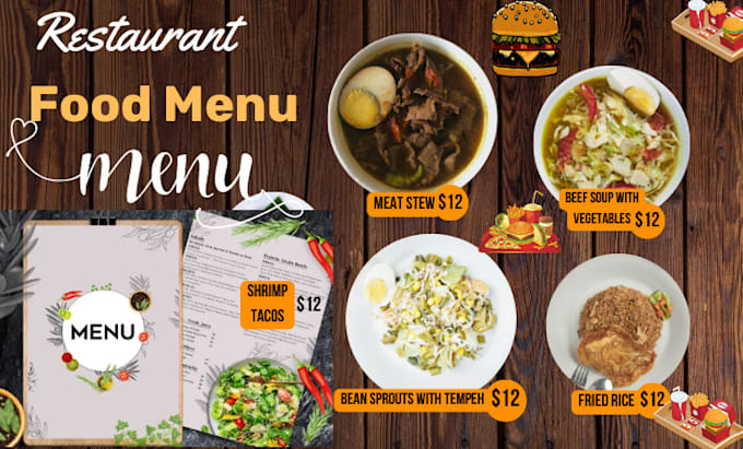 Do modern and trendy menu designs for your food establishment ...
