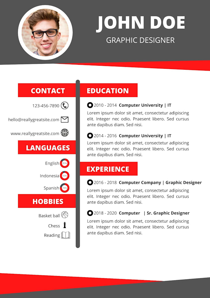 Make graphic designs, posters, resume and cv for you by Zubair_kiani ...