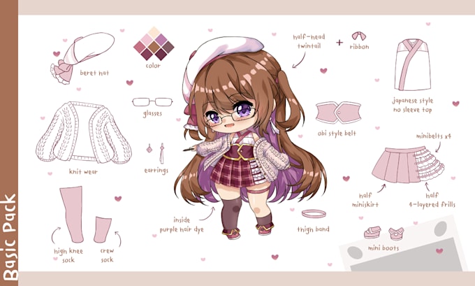 Draw chibi character sheets that you will love by Cartoonydesu | Fiverr