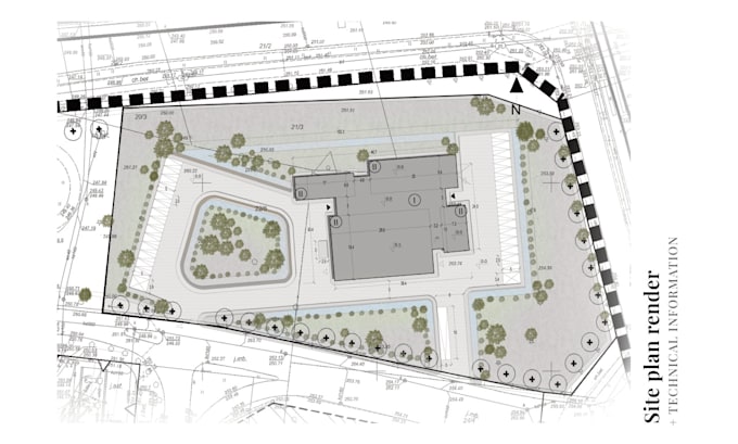 Render architectural masterplan, floor plan, elevation, and section ...