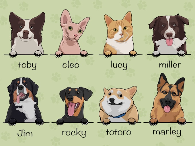 Draw cartoon illustration portrait with paws for your pet by ...
