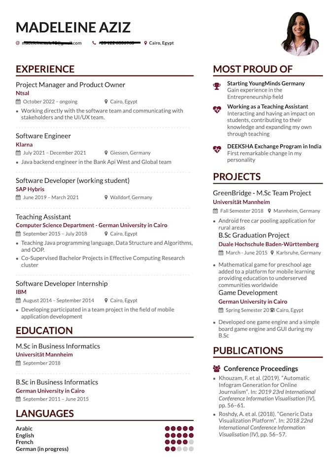 Create the perfect professional cv for you by Madeleineaziz | Fiverr