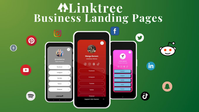 Create and customize linktree bio link landing page for social media by ...