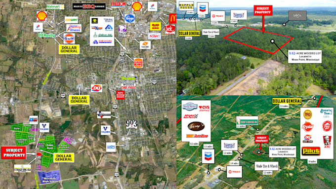 Design retail trade aerial map with site arrow, logo labels by ...