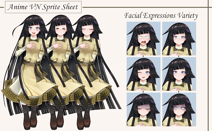 Design anime vn sprite sheets ready for games by Gochi_masu | Fiverr