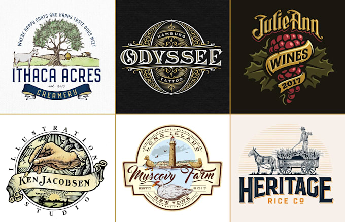 Do custom hand drawn vintage retro logo design illustration by Anas ...