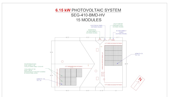 Design solar pv permit plan sets in autocad by Aazankhalid12 | Fiverr