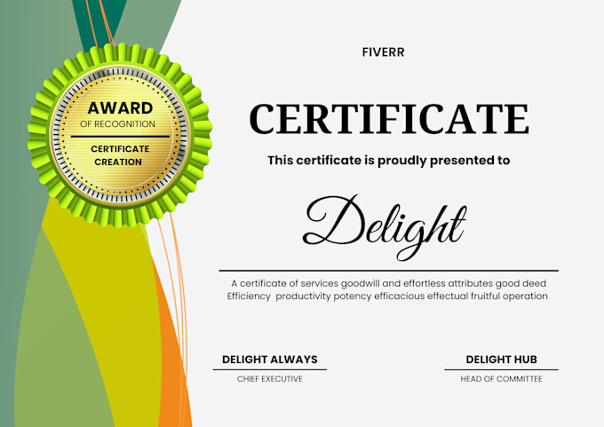 Design a unique certificate template by Delight21 | Fiverr