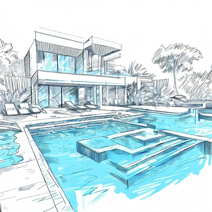 Draw beautiful swimming pool design by Navoup97875 | Fiverr