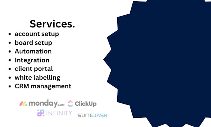 Setup Suitedash Monday Clickup And Infinity Crm For Project Management By Joshuaskillsmit Fiverr