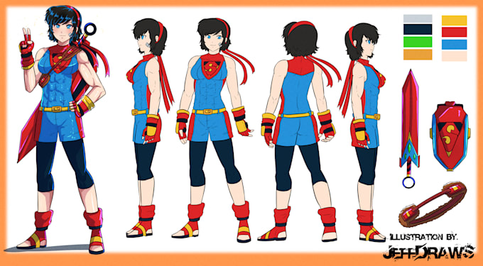 Anime model sheet character by Jefrialbarkah | Fiverr