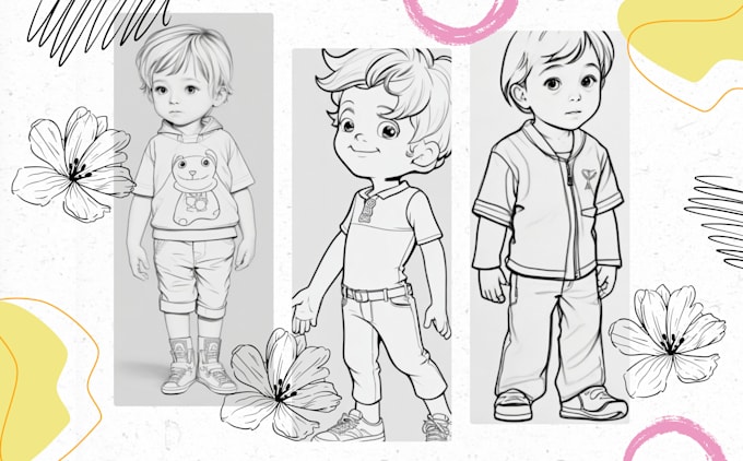 Do coloring pages of various characters by Gurukuldrawing | Fiverr