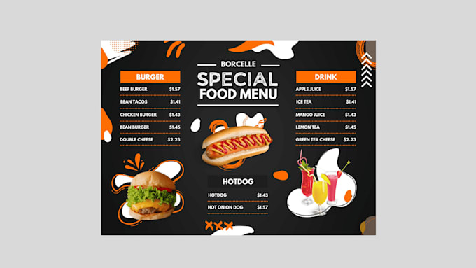 Design attractive food menu restaurant menu, tv menu, price list, bar ...