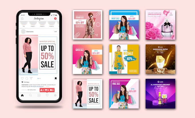 Create 9 awesome instagram and facebook posts designs by Vivo_media ...