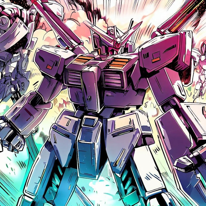 Make gundam, transformers, mecha robot in anime manga style by ...