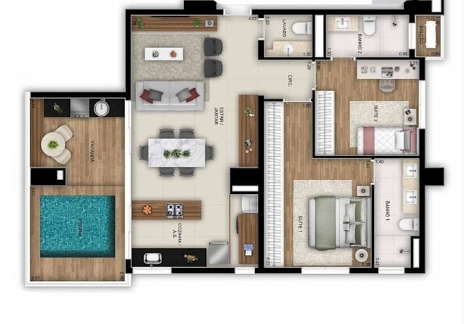 Render 2d architectural floor plans in photoshop fastly by ...