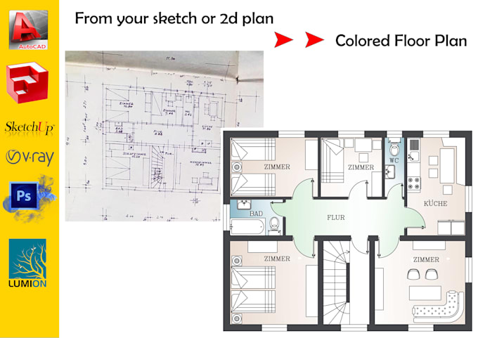 Create colored floor plan with highest quality by Arch_m_rashidi | Fiverr