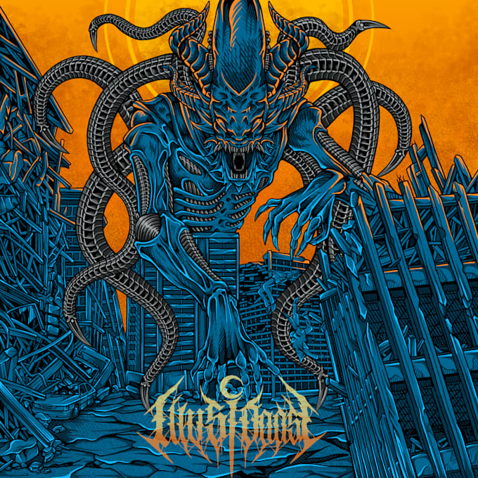 Draw detailed horror dark art metal album cover illustration by ...