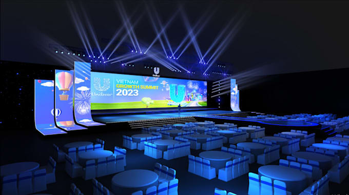 Make 3d stage design, virtual staging, dj stage, wedding stage, vr ...