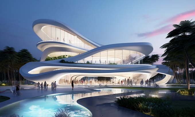 Architectural concept renderings with midjourney ai by Melinasghari | Fiverr