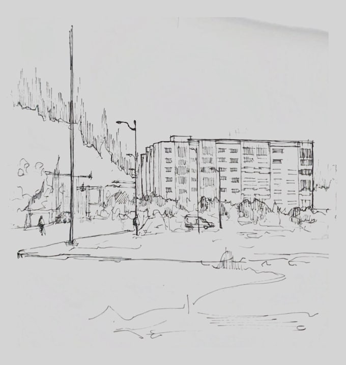 Ink sketch your captivating architectural concepts by Gust_ulate | Fiverr