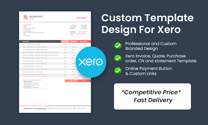 Create a unique xero custom invoice design for your business by Ajhasan ...