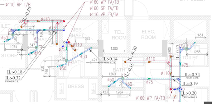 Design with piping distribution and calculation of plumbing by ...