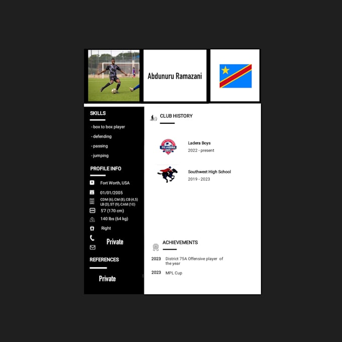 Create your own professional soccer cv by Kylevonr | Fiverr