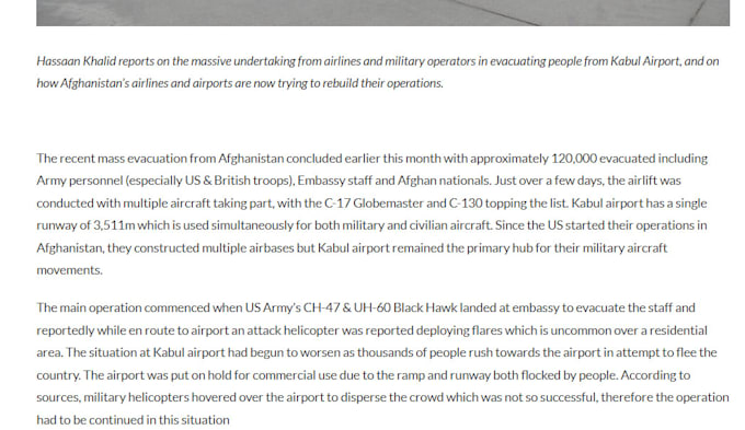 Write an aviation article, blog, or report for your website by ...