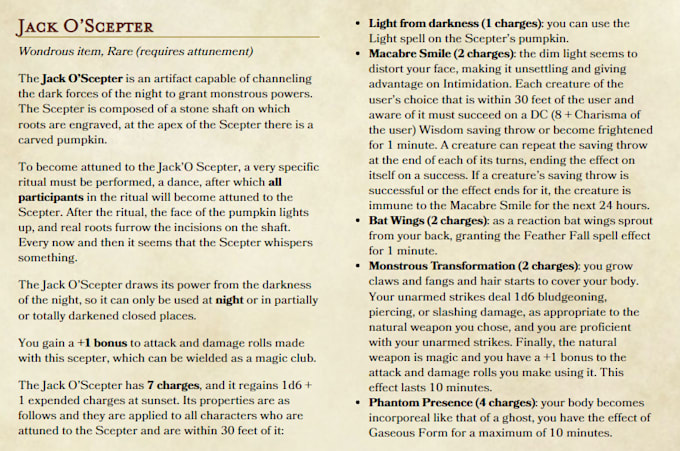 Create homebrew races, classes and magic items for dnd 5e by Marcodiggi | Fiverr