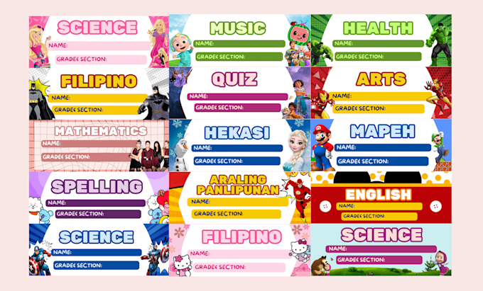 Do creative notebook or subject labels for kids by Hannahstacey444 | Fiverr