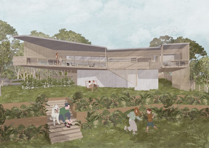 Ilustración, renderizado y visualización de collage arquitectónico