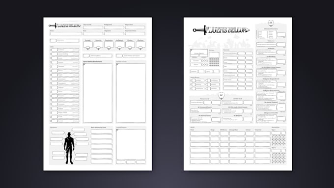 Design a character sheet for your tabletop rpg by Nickraneis | Fiverr