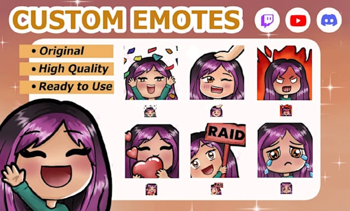 Make emotes for twitch, youtube, or discord by Tickletornado | Fiverr
