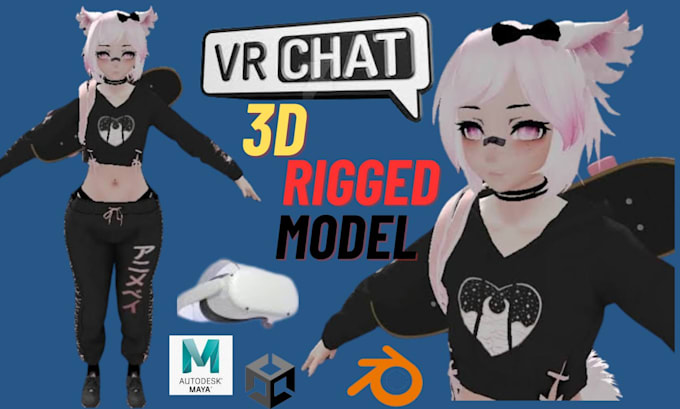 Create custom 3d rigging vrchat avatar vrc,nsfw avatar furry fursona ...