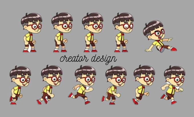 Draw a character sprite sheet in pixel art, animated style for game by ...