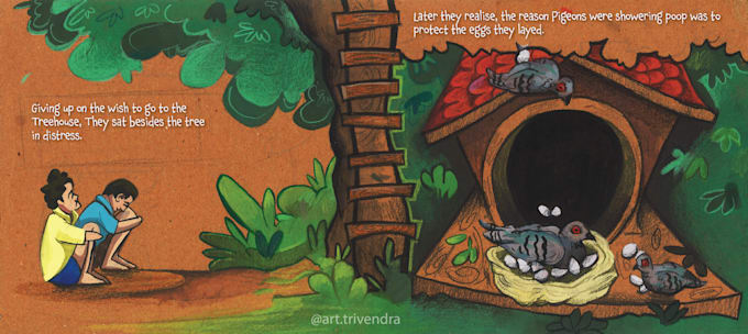 Create textured childrens book illustrations by Trivendradangi | Fiverr
