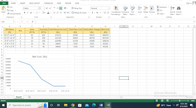 Do material and cost estimation using ms excel by Abdulrafayy28 | Fiverr