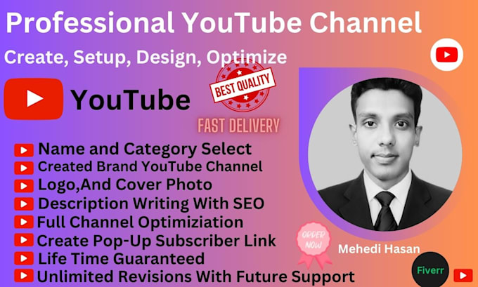 Professional youtube channel create,setup,design,optimize successfully ...