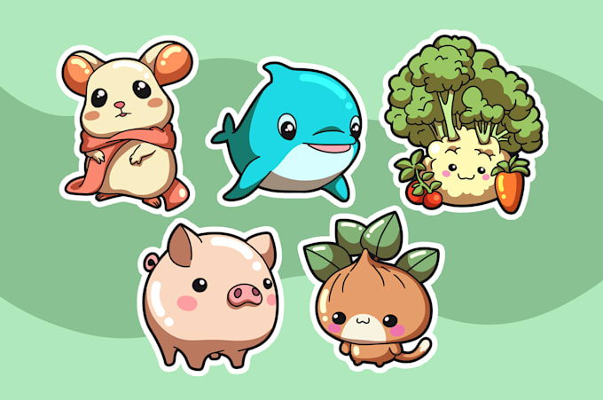 Design cute kawaii simple cartoon sticker and mascots by Katoru92 | Fiverr