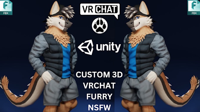 Do custom vrchat, furry, fursona, werewolf, 3d model for vrchat ...