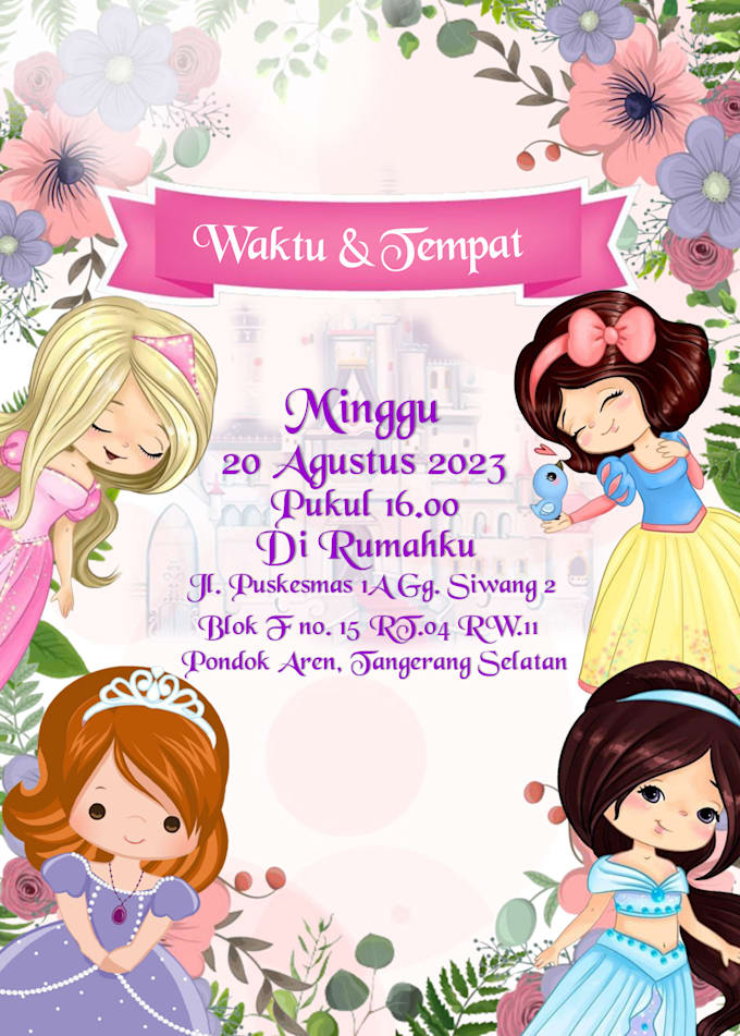 Create baby princess birthday invitation video for kids by Malaanggi ...